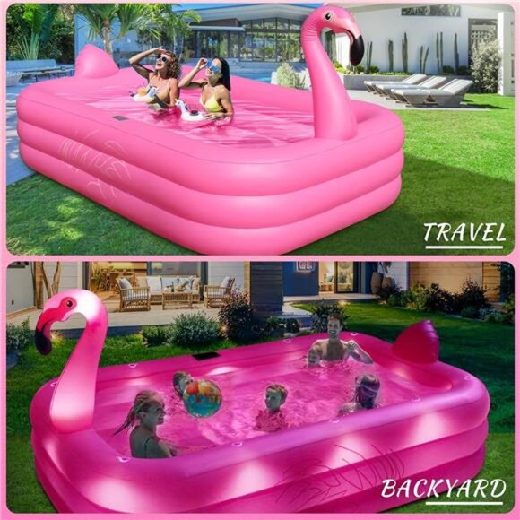 Toys | Inflatable Family Pool With Lights Solar Flamingo Swimming Pool ...